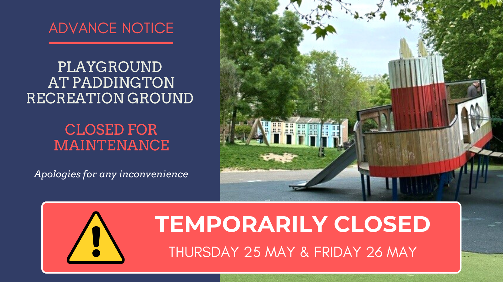 ADVANCE NOTICE: Closure of the playground at Paddington Recreation ...